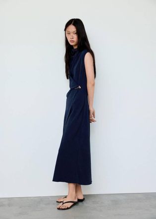 Mango Robe drap&eacute;e d&eacute;tail bijou bleu nuit - Femme - XXS - MANGO