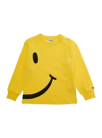 Moschino Smiley-Print Cotton Sweatshirt - Yellow
