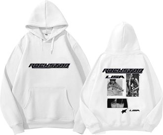 Generic Blink Konzertalbum Rockstar Hoodie LI-SA Support bedrucktes Merch-Sweatshirt aus Baumwolle(White-Fleece,XL)