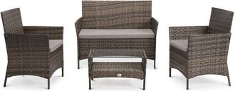 SVITA BROOKLYN Polyrattan Sitzgruppe Balkon Rattan Lounge Gartenmöbel Set braun