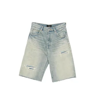 Purple Distressed Raw-cut Shorts