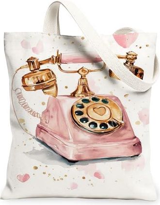 Generic Sac fourre-tout vintage en toile pour t&eacute;l&eacute;phone, motif floral artistique, sacs de courses r&eacute;utilisables, l&eacute;gers, lavables et respectueux de lenvironne