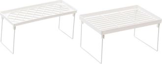 Soimiss 2 Stück Eisenkunst Ablageregal Küchenschrank Regal Ablageboden Organizer Stapelbar Abnehmbar für Schrank und Arbeitsplatte Platzsparend Anti kollision