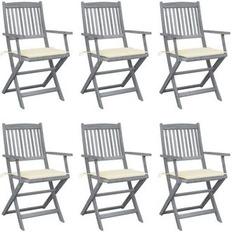 vidaXL Vidaxl - Klappbare Gartenst&uuml;hle 6 Stk. mit Sitzkissen Massivholz Akazie