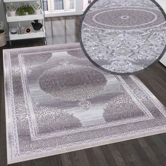 Vimoda Designer Teppich Dubai Grau Elegant Orientalisch, Maße:120x170 cm