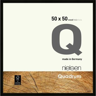 Nielsen Design Bilderrahmen, 50 x 50 cm, Holz, Schwarz, Posterrahmen zum Aufh&auml;ngen im Hoch- & Querformat, Echtglas, Quadrum