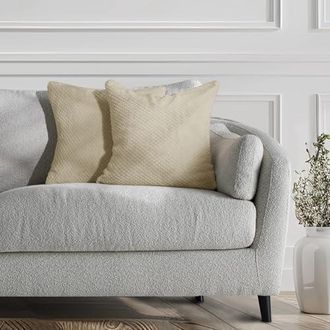 Decoking 58367 2tlg 2 Kissenbez&uuml;ge 45x45 cm Mikrofaser Rei&szlig;verschluss Fleece Kissenh&uuml;llen beige Henry