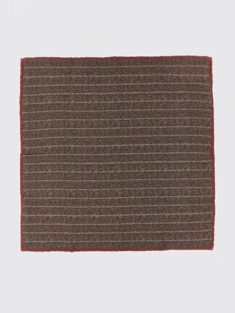 Brunello Cucinelli Gestreiftes Einstecktuch aus reiner Seide mit Logo