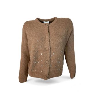 Vicolo Femme, Pulls, Brun, Taille: 38 FR Strass Knit Cardigan