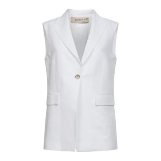 Blanca Vita Femme, Vestes, Blanc, Taille: 40 FR Veste sans manches &agrave; rabat boutonn&eacute;