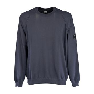 C.P. Company C.p. Company, Homme, Sweatshirts et sweats &agrave; capuche, Bleu, Taille: 2XL Cotton Sea Island Crewneck Lens Knit