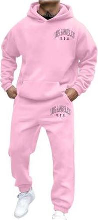 Generic Ensemble de vêtements de détente 2 pièces pour homme avec capuche et capuche - Ensemble de survêtement confortable - Lettre graphique décontractée - G