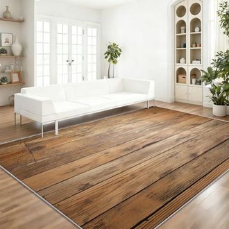 Generic Tapis de Salon Chambre Salle &agrave; Manger Adulte Bureau Design Panneaux en Bois De Style R&eacute;tro Antique Poil Court Fin Doux L&eacute;ger R&eacute;sistant 160 x 230 cm, B