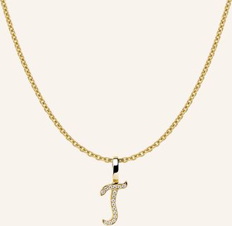 Cada Cada Kette Tiny Diamond Letter T gold