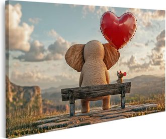 Islandburner Bild auf Leinwand Elefant und Maus mit Herzballon auf Bank Bilder Wandbilder Poster