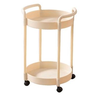 Generic Table Dappoint Ronde, Basse &Agrave; 2 Niveaux, Montage Facile,Cadre en Acier, Bout De Canap&eacute; Amovible for Salon(White)