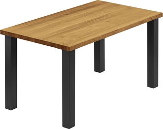 Lamofootwear Manufaktur Esstisch K&uuml;chentisch Schreibtisch Couchtisch aus Massivholz, 140x80x76 cm (AxBxH), Classic, Rustikal/Schwarz, LAG-01-A-003-9005Cl