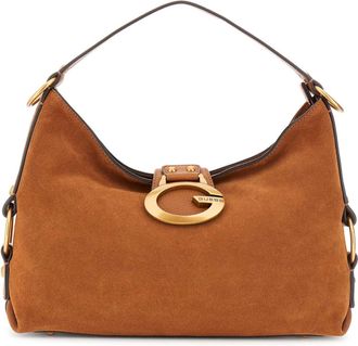 Guess Leder Schultertasche Camden Shoulder Bag Cognac hellbraun