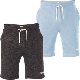 Riverso Kurze Hosen Herren Sport mit Taschen Regular Fit RIVMike 2er Pack Set Sweat Short Bermuda Sweatshorts Sommer Hose, Größe:XXL, Farbe:Black Melange & Bl