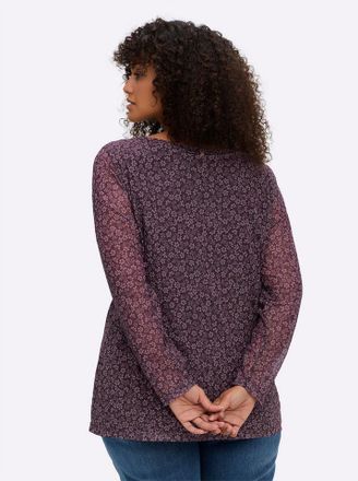Sheego T-Shirt Mesh-Shirt Langarm