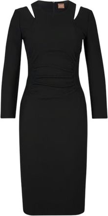 HUGO BOSS Dadeka Bodycon Kleid f&uuml;r Damen, Rundhalsausschnitt, Schmal (Schwarz)