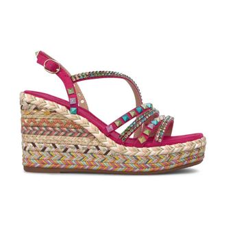 Alma En Pena Alma EN Pena, Femme, Chaussures, Rose, Taille: 38 EU Espadrilles compens&eacute;es &agrave; plateforme avec triple bride et clous