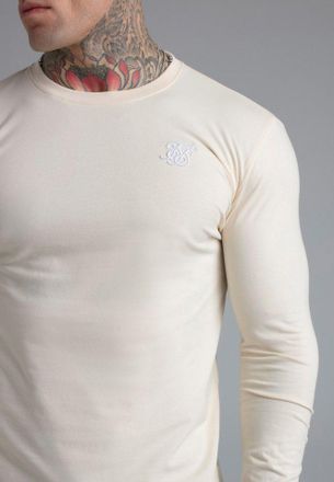 Siksilk T-Shirt SikSilk Herren Ecru Essentials Langarm T-Shirt