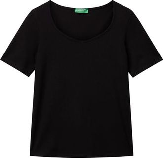 Benetton T- Shirt 3fjhd401p, Noir, Large Femmes