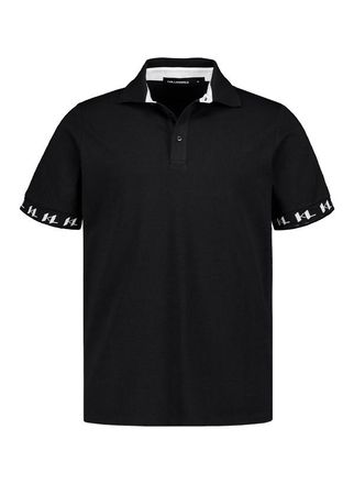 Karl Lagerfeld Herren Polo-Shirt schwarz Baumwoll-Jersey