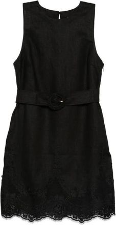 Twinset Femme, Robes, Noir, Taille: 38 FR Robe ceintur&eacute;e &agrave; finitions en dentelle