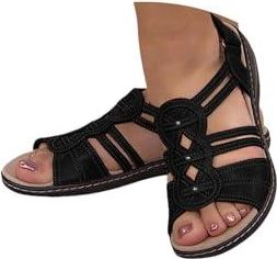 Generic Sandales orthop&eacute;diques larges pour femme, chaussures blanches larges, chaussures plates &agrave; enfiler &agrave; talon bas, sandales orthop&eacute;diques &agrave; bout ouvert, s