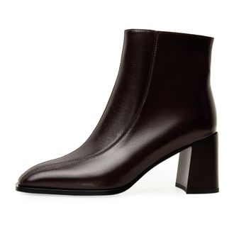 Cesare Gaspari Bottines en cuir &agrave; bout carr&eacute; - Femme - Chaussures - Rouge - Taille: 36 EU