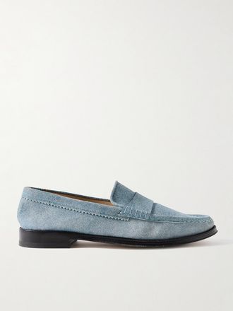Gabriela Hearst Seren Loafers Aus Bedrucktem Veloursleder - Blau