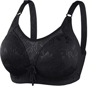 Generic 2026 Soutiens-gorge sexy grande taille sans anneau en acier mince jacquard Push Up sous-v&ecirc;tements pour femmes, Noir, 110C