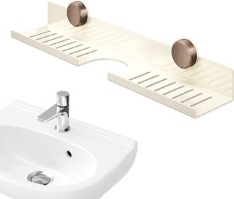 Generico f&uuml;r Waschbecken &uuml;ber dem Wasserhahn, Wandregale f&uuml;r Badezimmer, herausnehmbarer Organizer aus Kohlenstoffstahl mit Saugn&auml;pfen zur Aufbewahrung von Par