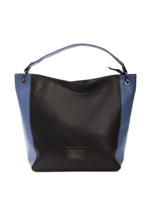Pompei Donatella Damen Schwarze Leder Schultertasche