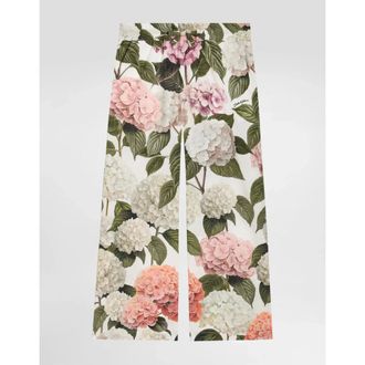 Dolce & Gabbana Femme, Pantalons, Multicolore, Taille: 4 Y Pantalon large imprim&eacute; Hydrangea