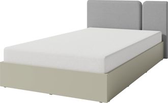 Mirjan24 Jugendbett Lonitz LZ14, Polsterbett 120x200 cm mit Bettkasten, Bett mit & Lattenrost, Kopfteil gepolstert (Eucalyptus/Portland Ash)