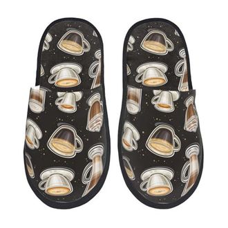 Generic Pantoufles De Voyage Impression De Tasse &Agrave; Caf&eacute; Noire Peluche Accueil Pantoufles Cozy Chaussons Maison Pour Homme Int&eacute;rieur Femmes M