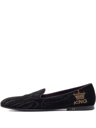 Dolce & Gabbana King Loafer aus Samt - Schwarz