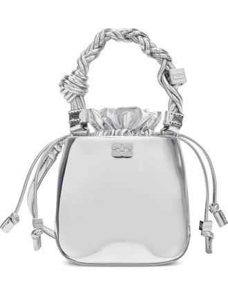 Ganni mini sac seau à anse torsadée Bou - Argent
