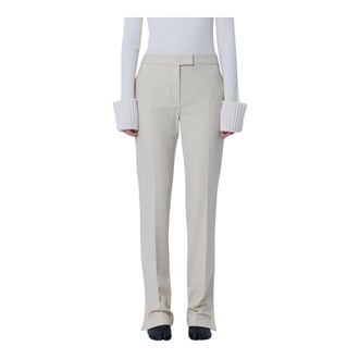 Sportmax Pantalon Tailleur en Laine Grain-de-Poudre - Femme - Pantalons - Beige - Taille: 36 FR