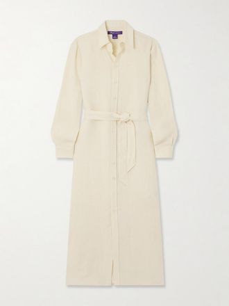 Ralph Lauren Collection Vicki Midi-hemdblusenkleid Aus Leinen - Creme