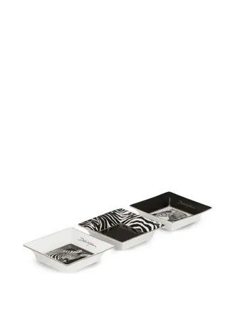 Dolce & Gabbana lot de trois plateaux &agrave; imprim&eacute; z&egrave;bre - Blanc