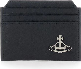 Vivienne Westwood Femme, Accessoires, Noir, Taille: ONE Size Orb Plaque Slim Cardholder