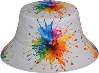 Generic Chapeau De Seau Image Aquarelle Et &Eacute;claboussures dencre Chapeaux De Soleil De Plage &Agrave; Large Bord Pliable Bonnet Soleil, pour De P&ecirc;che, La Randonn&eacute;e, L