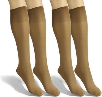 Sesto Senso Chaussettes Montantes Genoux Femme 40 DEN Mi-Bas 2 Paires Beige