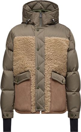 Moncler Doudoune courte à capuche en shearling Grifford