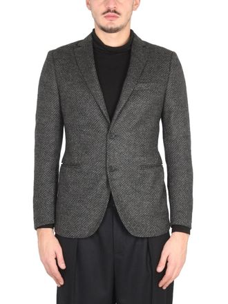 Tonello Single-Breasted Notched Lapel Blazer - Gray