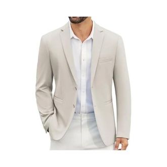 Generic Blazer de sport l&eacute;ger pour homme - 2 boutons - Coupe droite - Veste de mariage, beige, Taille 3XL